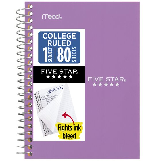 Five Star® Personal Spiral Notebook, College Ruled, 4 3/8" x 7 ...