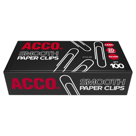 ACCO Economy Paper Clips, Smooth, Jumbo Size, 100/Box, Pack of 10 Boxes ...