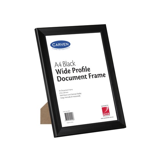 CARVEN DOCUMENT FRAME WIDE PROFILE BLACK A4 | POSTER FRAMES | ACCO Partner