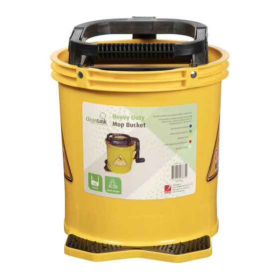 CLEANLINK HEAVY DUTY MOP BUCKET PLASTIC WRINGER 16L YELLOW | BUCKETS ...