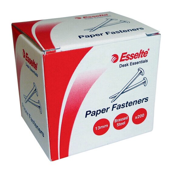 ESSELTE PAPER FASTENER STEEL 13MM BOX 200 BRASS | PAPER FASTENERS AND ...