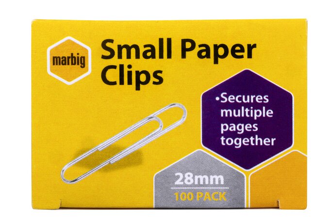 MARBIG PAPER CLIPS 28MM SMALL BOX 100 28MM SMALL BOX 100 | CLIPS | ACCO ...