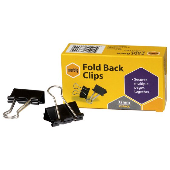 MARBIG FOLD BACK CLIPS 32MM BOX 12 | CLIPS | ACCO Partner