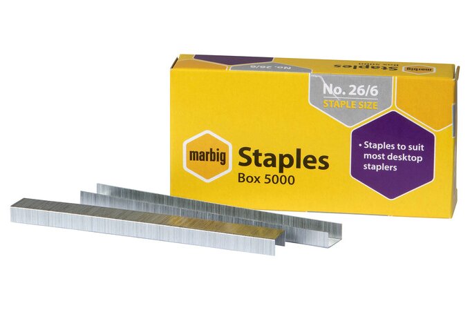 MARBIG STAPLES 26/6MM BOX 5000 | STAPLES | ACCO Partner