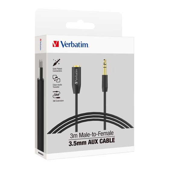 VERBATIM 3.5MM AUX AUDIO CABLE 3 METRE | USB HUBS AND ADAPTERS | ACCO ...