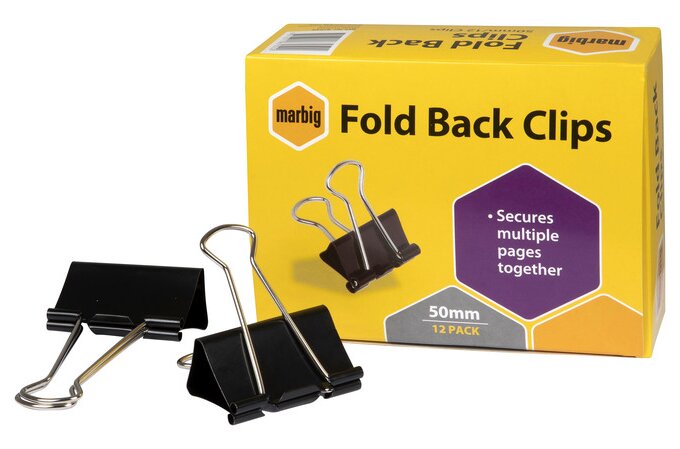 MARBIG FOLD BACK CLIPS 50MM BOX 12 | CLIPS | ACCO Partner