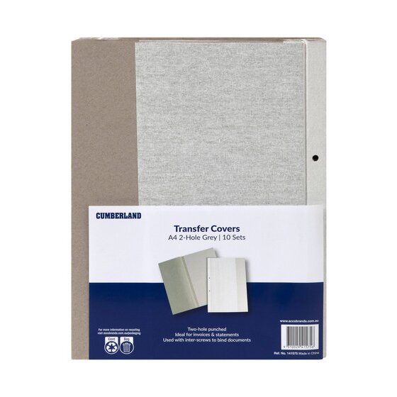 CUMBERLAND TRANSFER COVERS A4 2HOLE GREY PACK10 | MANILLA FOLDERS ...