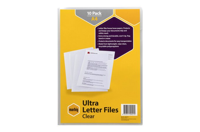 MARBIG LETTER FILE A4 ULTRA CLEAR PACK10 | LETTER FILES | ACCO Partner