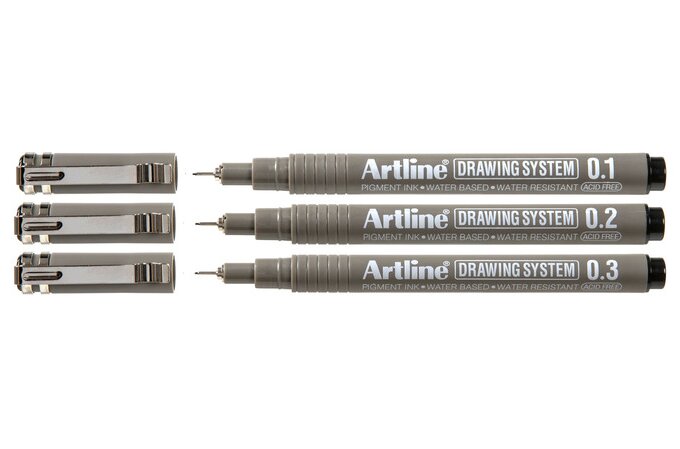 ARTLINE 230 DRAWING SYSTEM PEN 3 NIB SIZES BLACK WALLET 3 | TECHNICAL ...