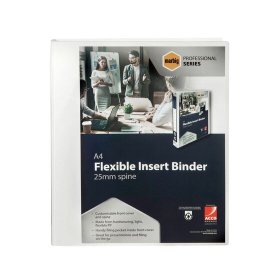 MARBIG PROFESSIONAL PP INSERT BINDER 2D 25MM WHITE | INSERT BINDERS ...