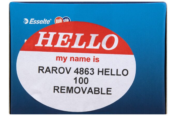 QUIKSTIK LABEL DISPENSER OVAL HELLO 100 LABELS | DISPENSER LABELS ...