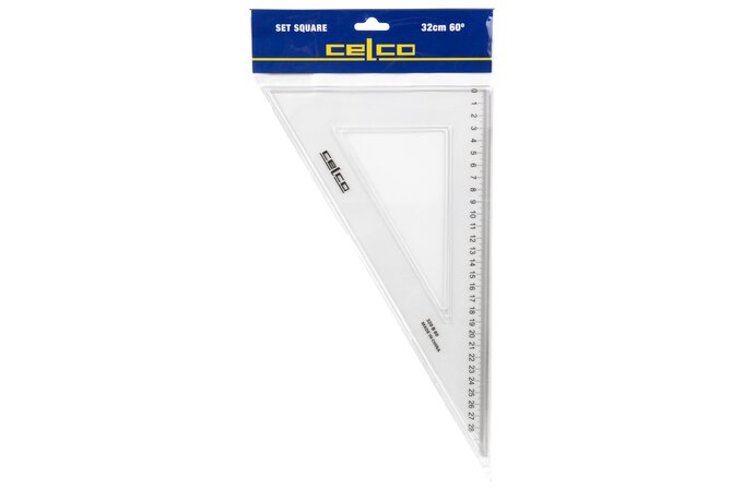 CELCO 60 DEGREE SET SQUARES 32CM CLEAR | MATHS SETS AND COMPASSES ...