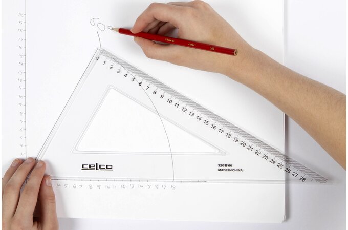 CELCO 60 DEGREE SET SQUARES 32CM CLEAR | MATHS SETS AND COMPASSES ...