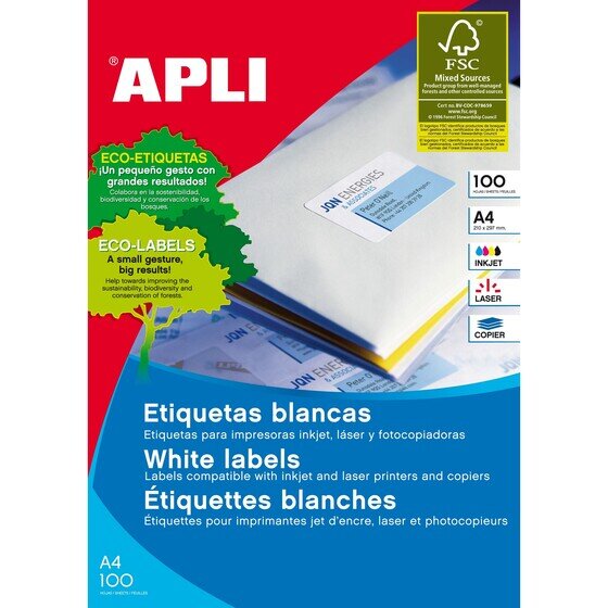 APLI LABELS A4 64X34MM ROUND 100 SHEETS | COPIER LASER AND INKJET ...