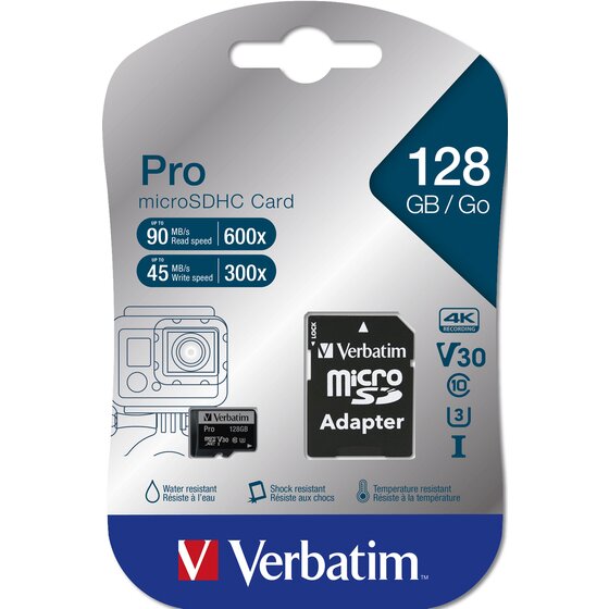VERBATIM PRO 128GB MICRO SDXC CARD CLASS 10 (UHS-3 AD) | MEMORY CARDS ...